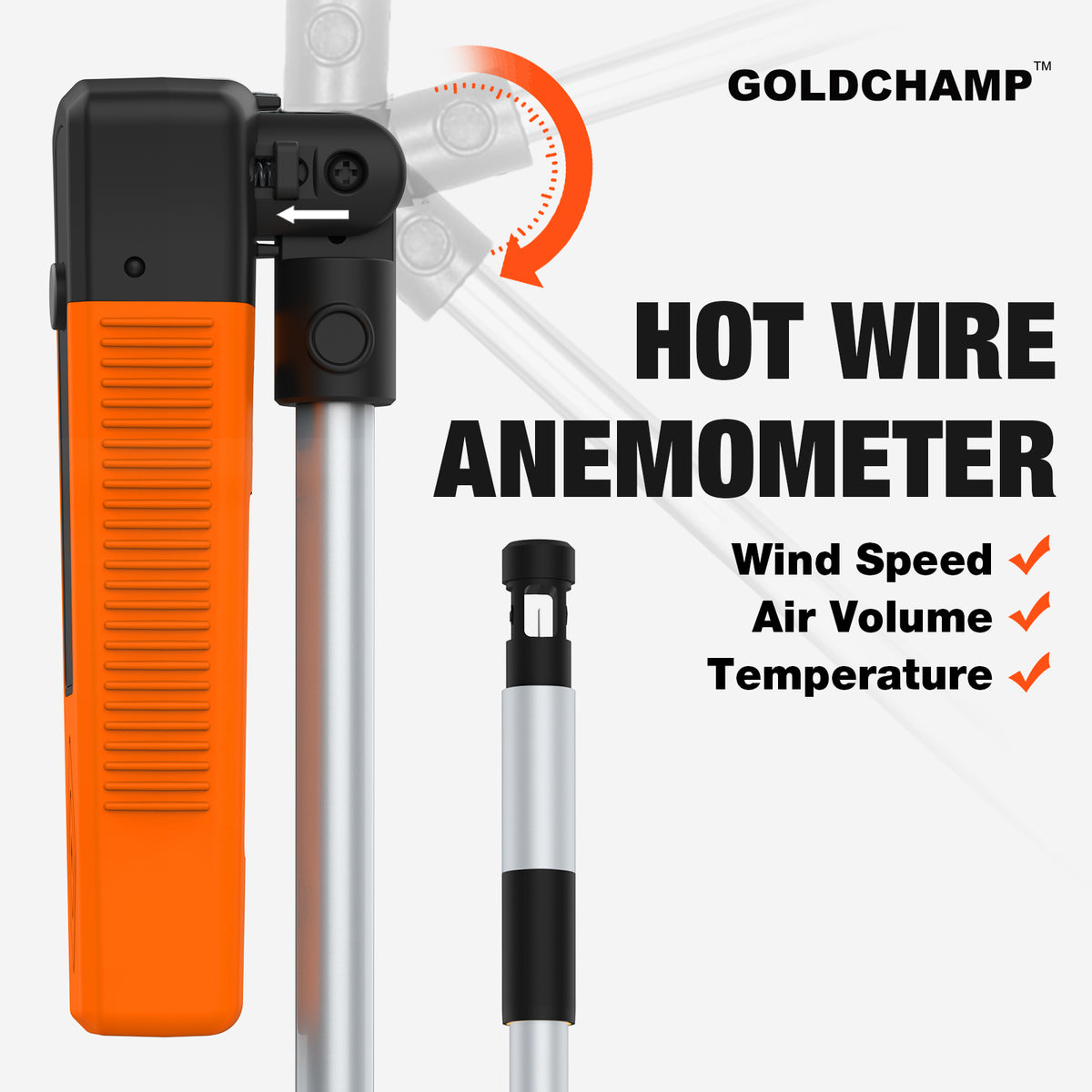 BT-9100A Wireless Bluetooth Thermal Anemometer Extendable Multi-Angle