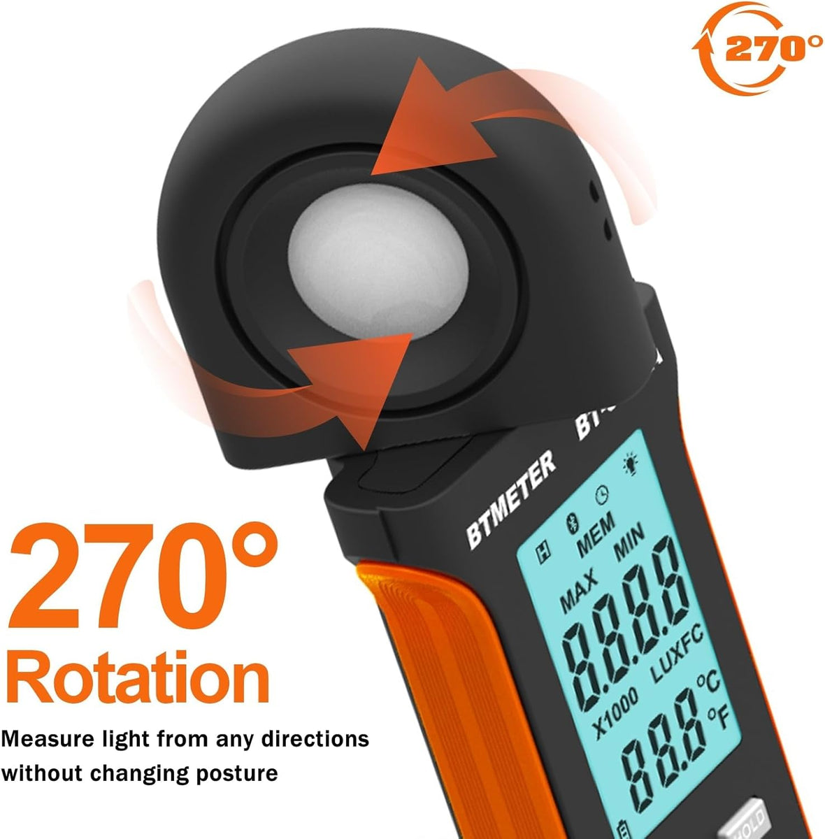 BTMETER Light Lux Meter Logger BT-5000A, Digital Lumen Tester Measure