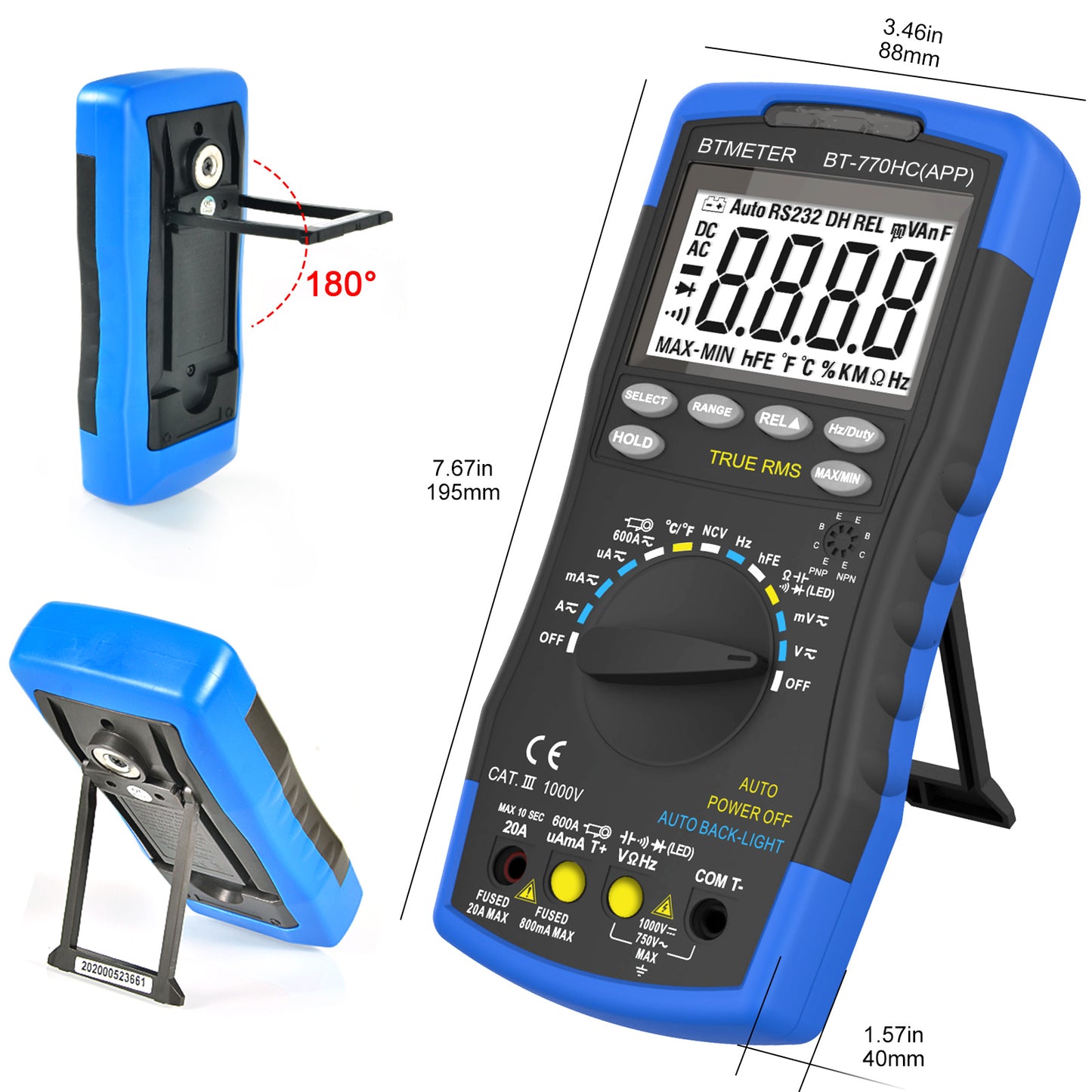 BTMETER Digital Multimeter, Handheld TRMS 6000 Multi Meter Auto Range