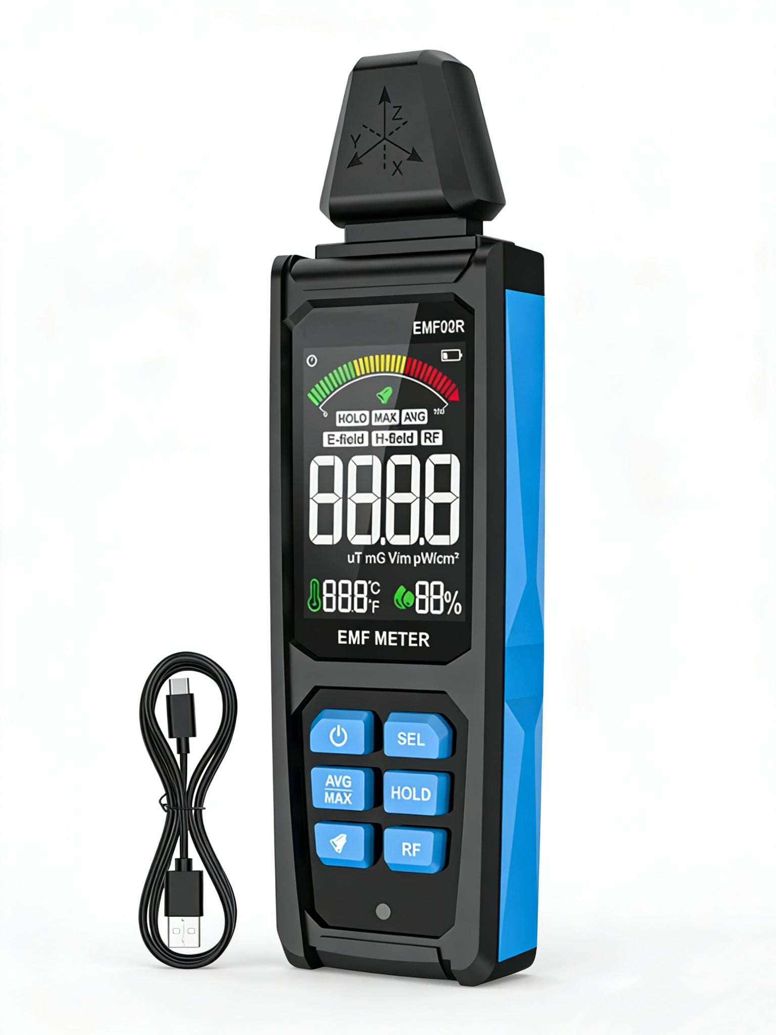 BT-T5-EMF02R 4-in-1 Electromagnetic Radiation Detector｜Broadband 30MHz