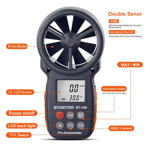 Anemometer, Digital Anemometer, Handheld Wind Speed Meter