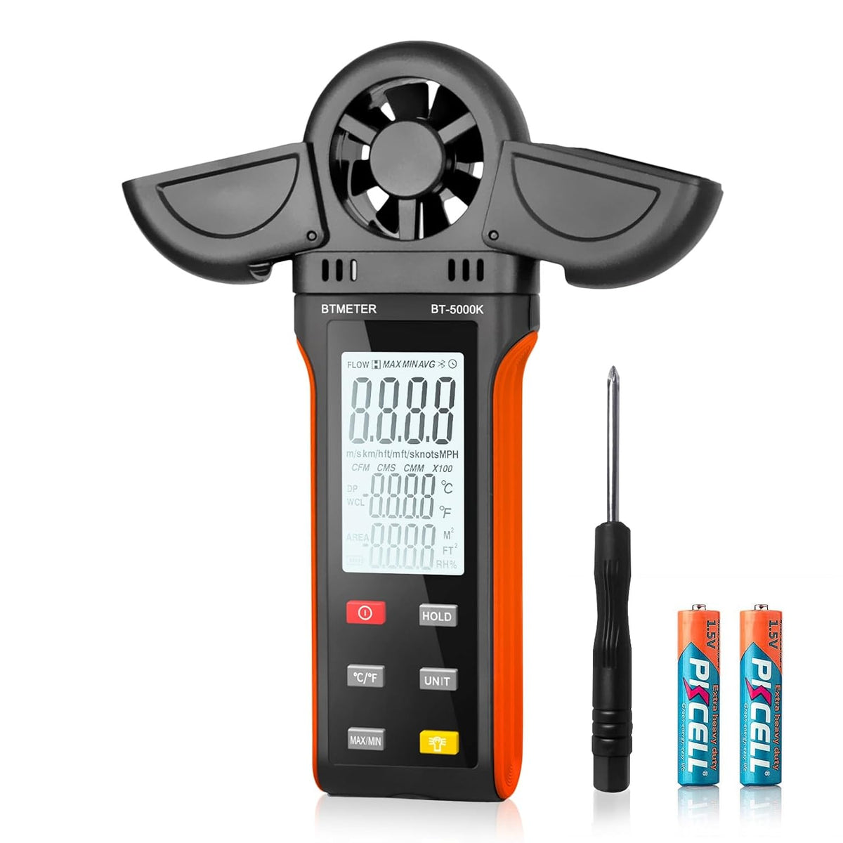 BTMETER BT-5000K Handheld Anemometer with Vane Cover & 270º Rotatable