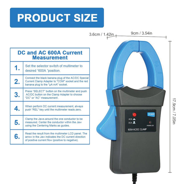 BTMETER BT 605A AC DC 600A Clamp on Current Probe Amp Adapter for Work ...