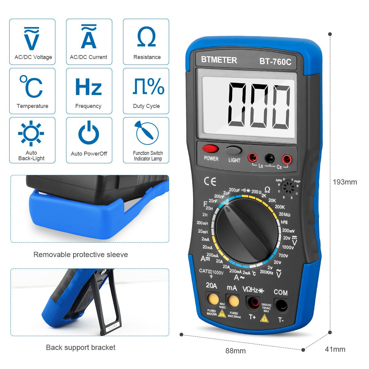 Digital Multimeter DC/AC Voltage Current Inductance Tester