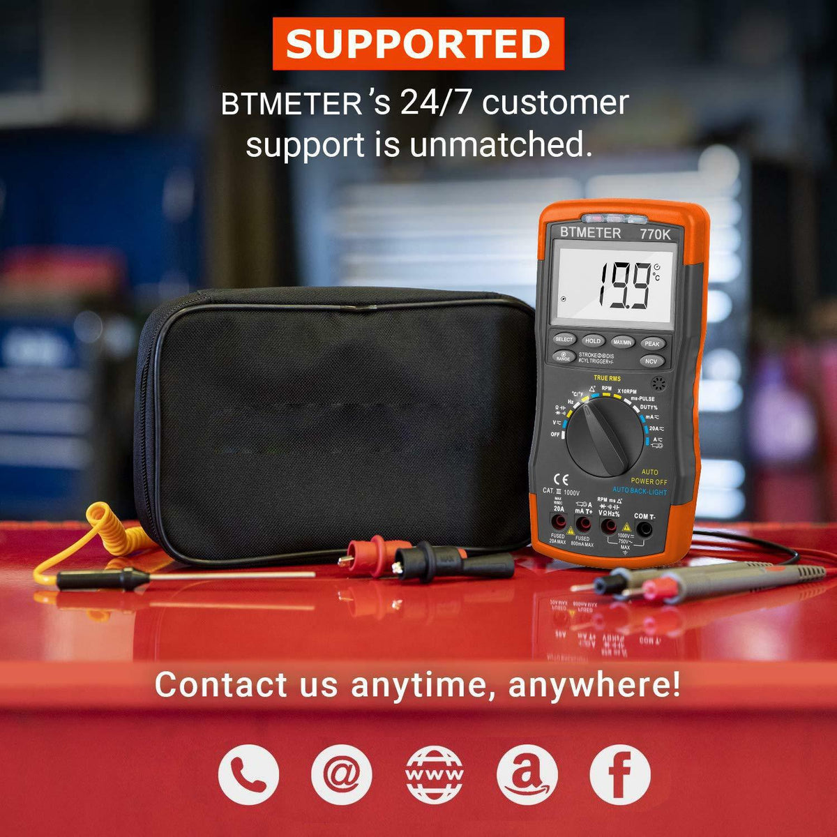 Automotive Multimeter with AC/DC Current Clamp Adapter