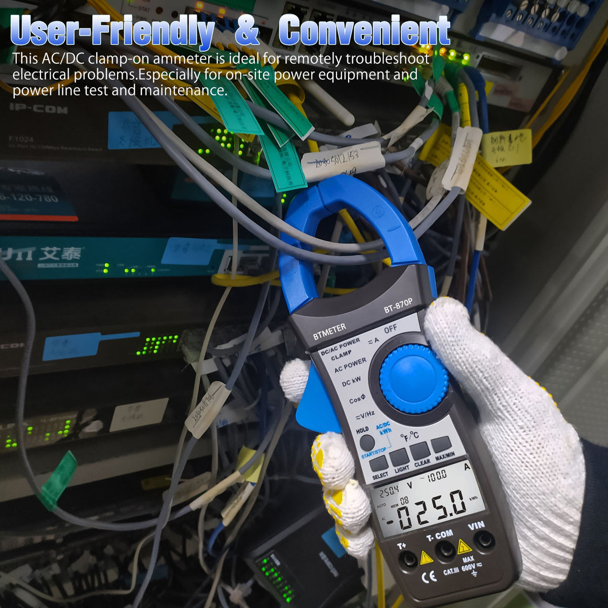 Clamp Active Reactive Power Meter AC DC 999.9A