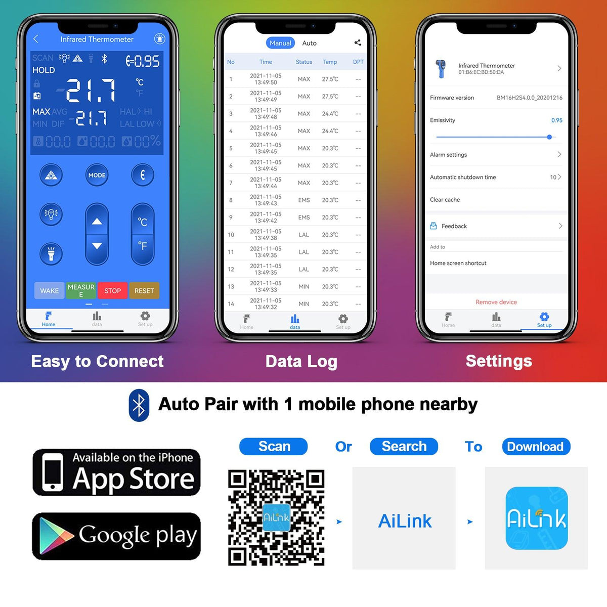 infrared Thermometer High IR Laser With Bluetooth APP