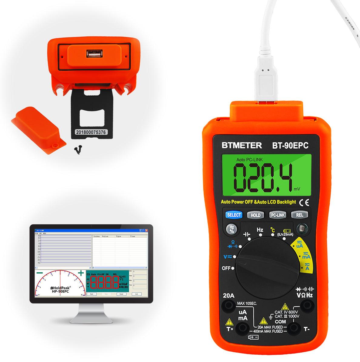 BTMETER BT-90EPC Digital Multimeter, w/ USB to PC Link Sync for Data ...
